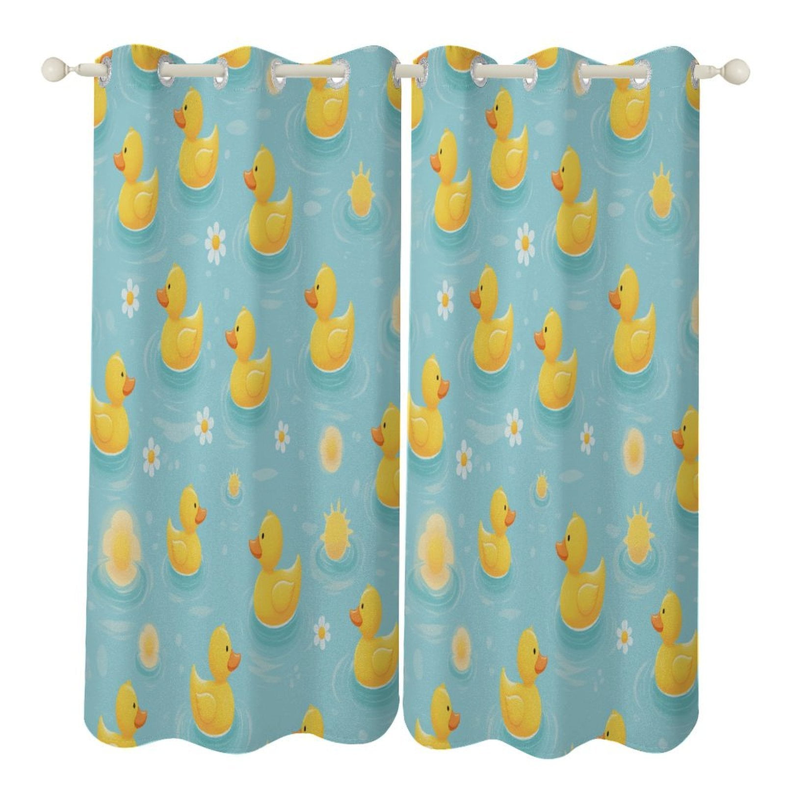 A Big Bunch of Yellow Rubber Ducks 2pcs Blackout Curtains For Living ...