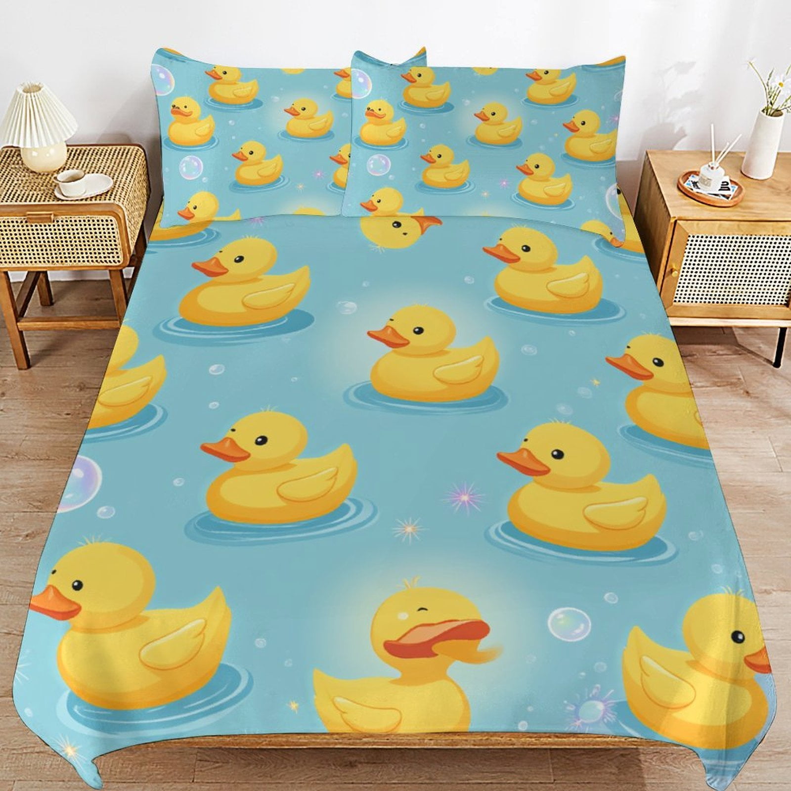 A Big Bunch of Yellow Rubber Ducks Bedding Set Couple Bedclothes ...