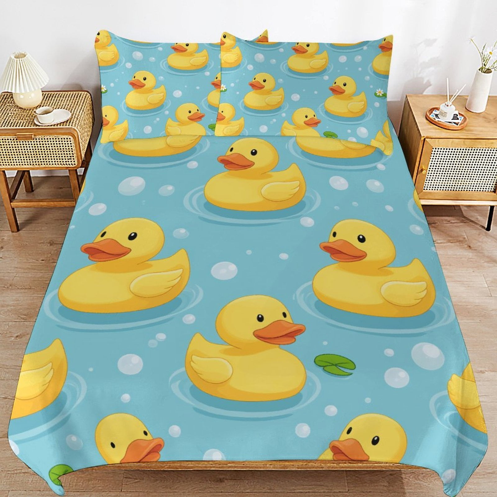 A Big Bunch of Yellow Rubber Ducks Bedding Set Couple Bedclothes ...