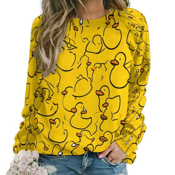 A Big Bunch of Yellow Rubber Ducks Fashion Round Neck Long Sleeve ...