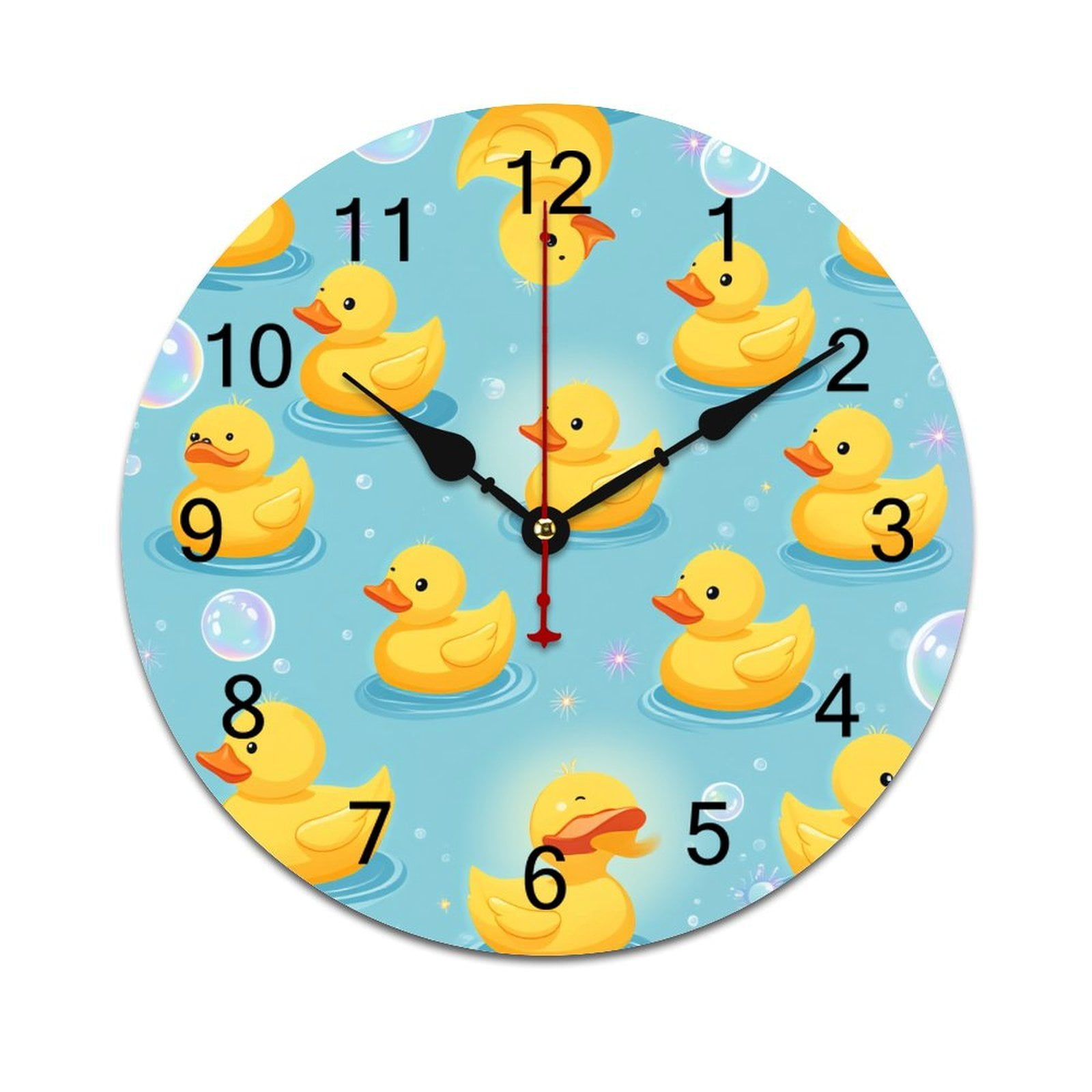 A Big Bunch of Yellow Rubber Ducks Time Decorative Wall Clocks Round ...