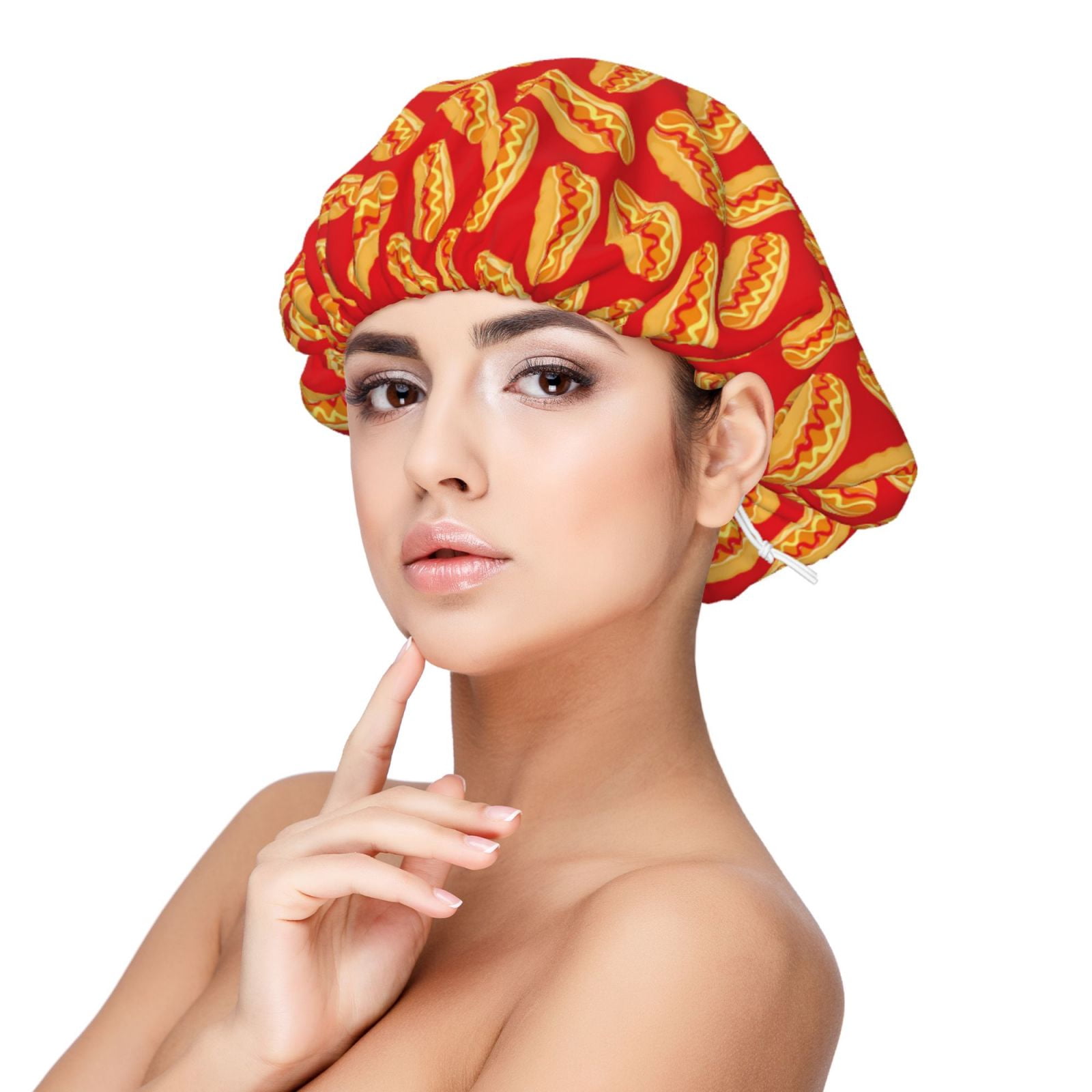 A Big Hot Dog Silk Bonnet for Sleeping Women/Men, Adjustable Elastic ...