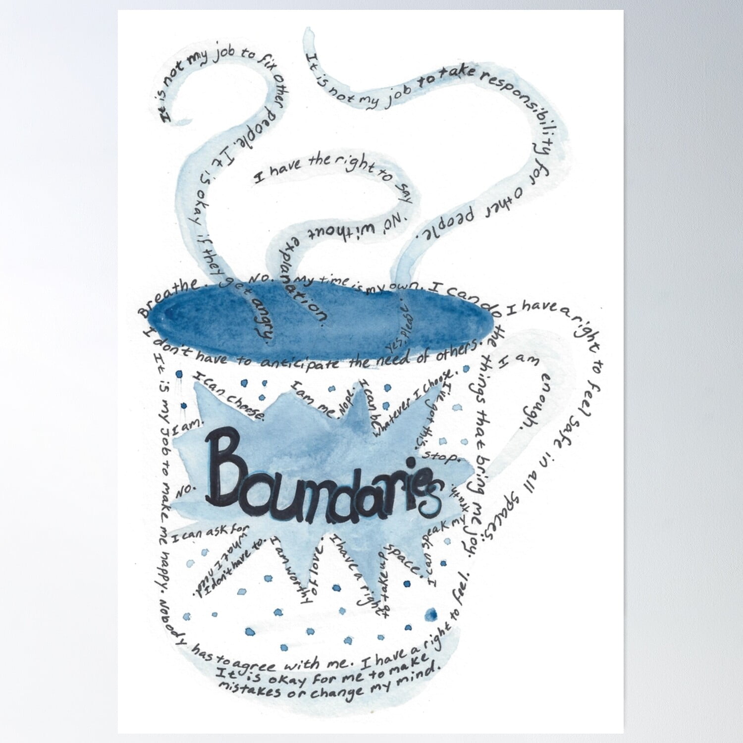 A Big Ol Cup Of Boundaries Poster Wall Art, Modern Wall Decor, 16x24 ...