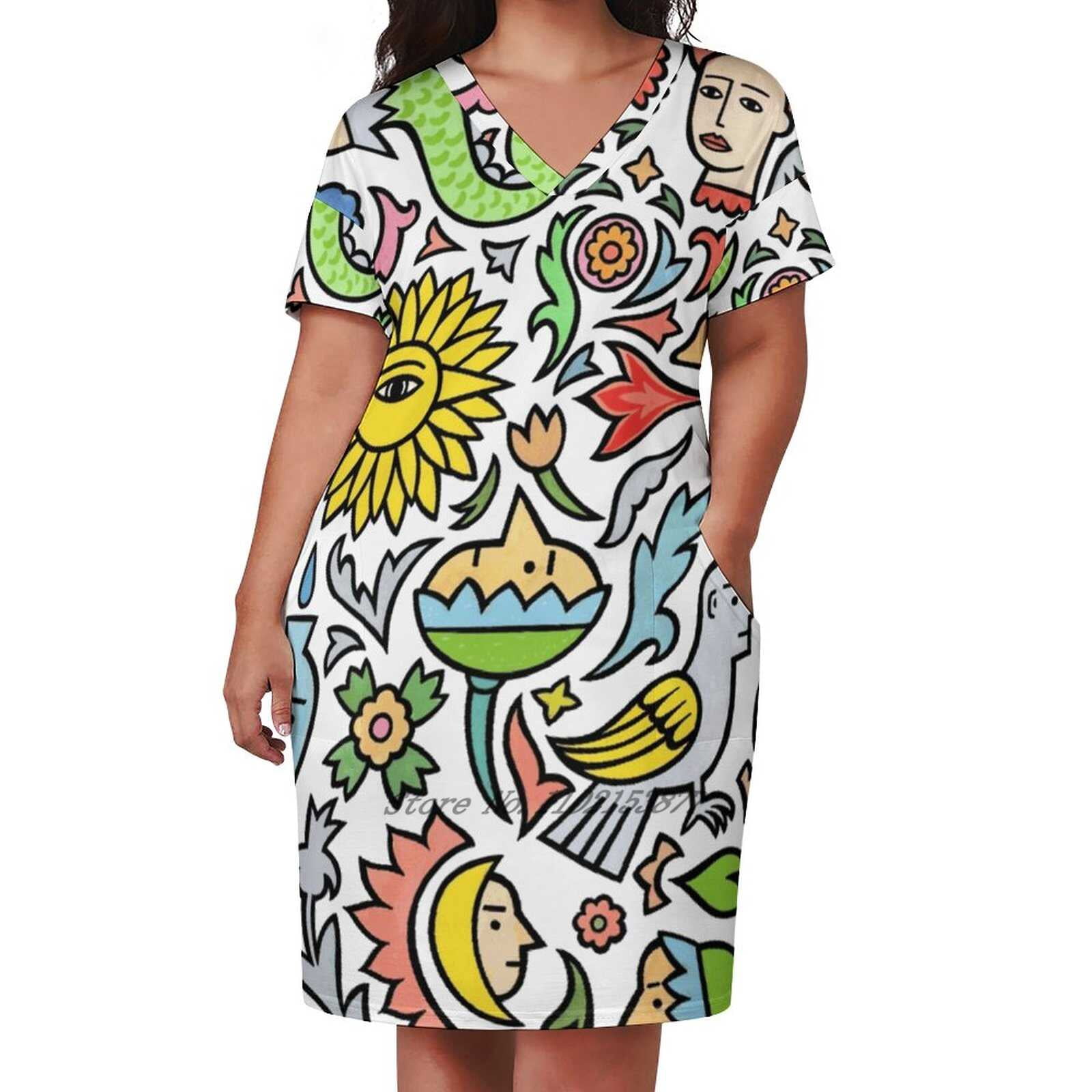 A Bird Among The Other Stuff Loose Pocket Dress Fashion Print Dress ...