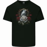 A Bird And Rose In Front Of A Gothic Mirror Mens Womens Light Cotton T ...