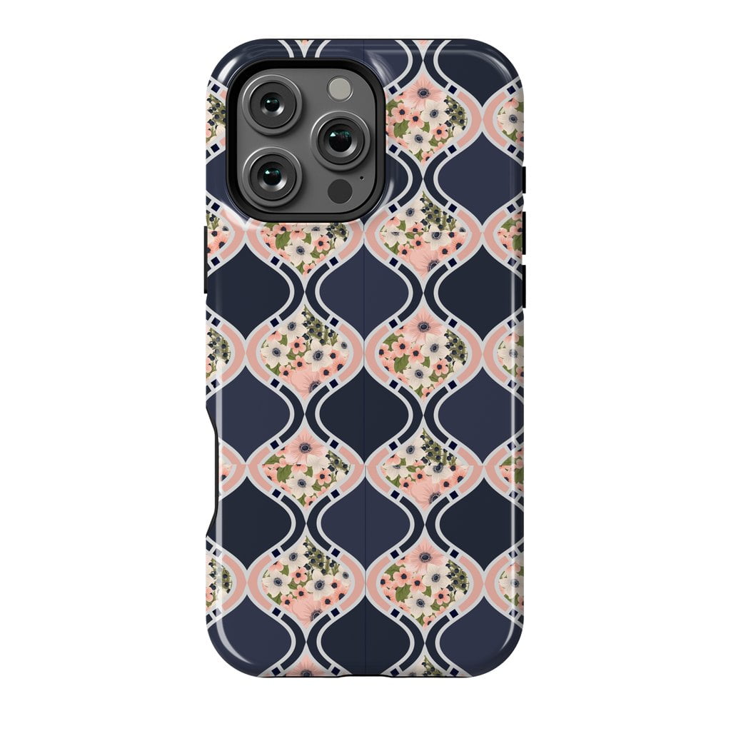 A Blue Peach Floral Print Themed Botanical And Modern Tough Case for ...