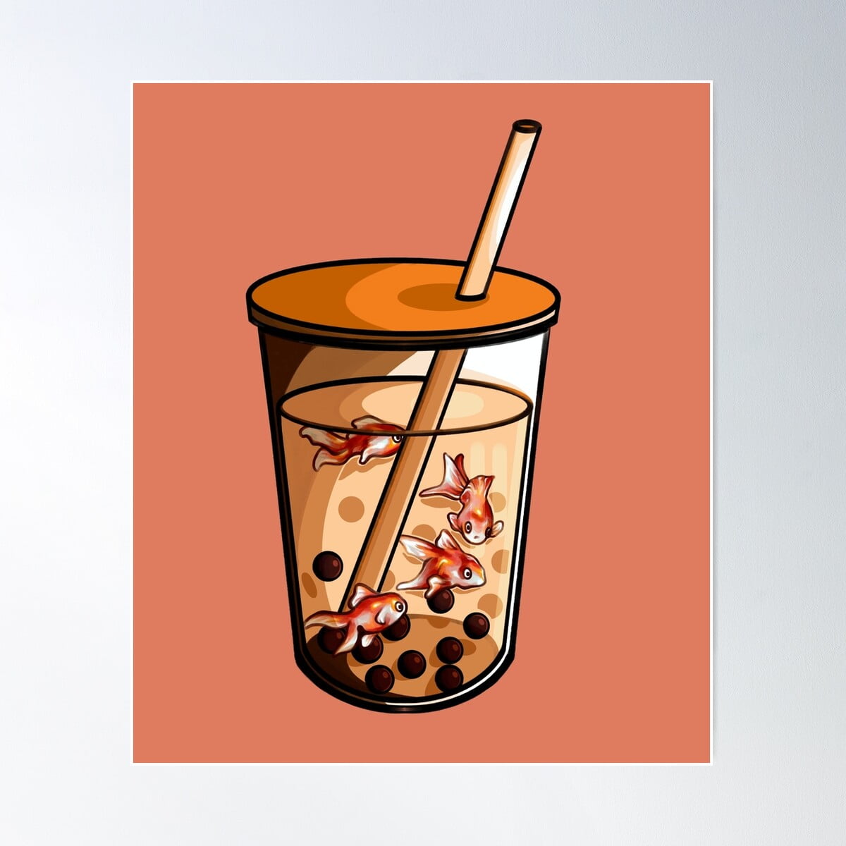A Boba With Fishes! Poster Wall Art, Modern Wall Decor For Living Room ...
