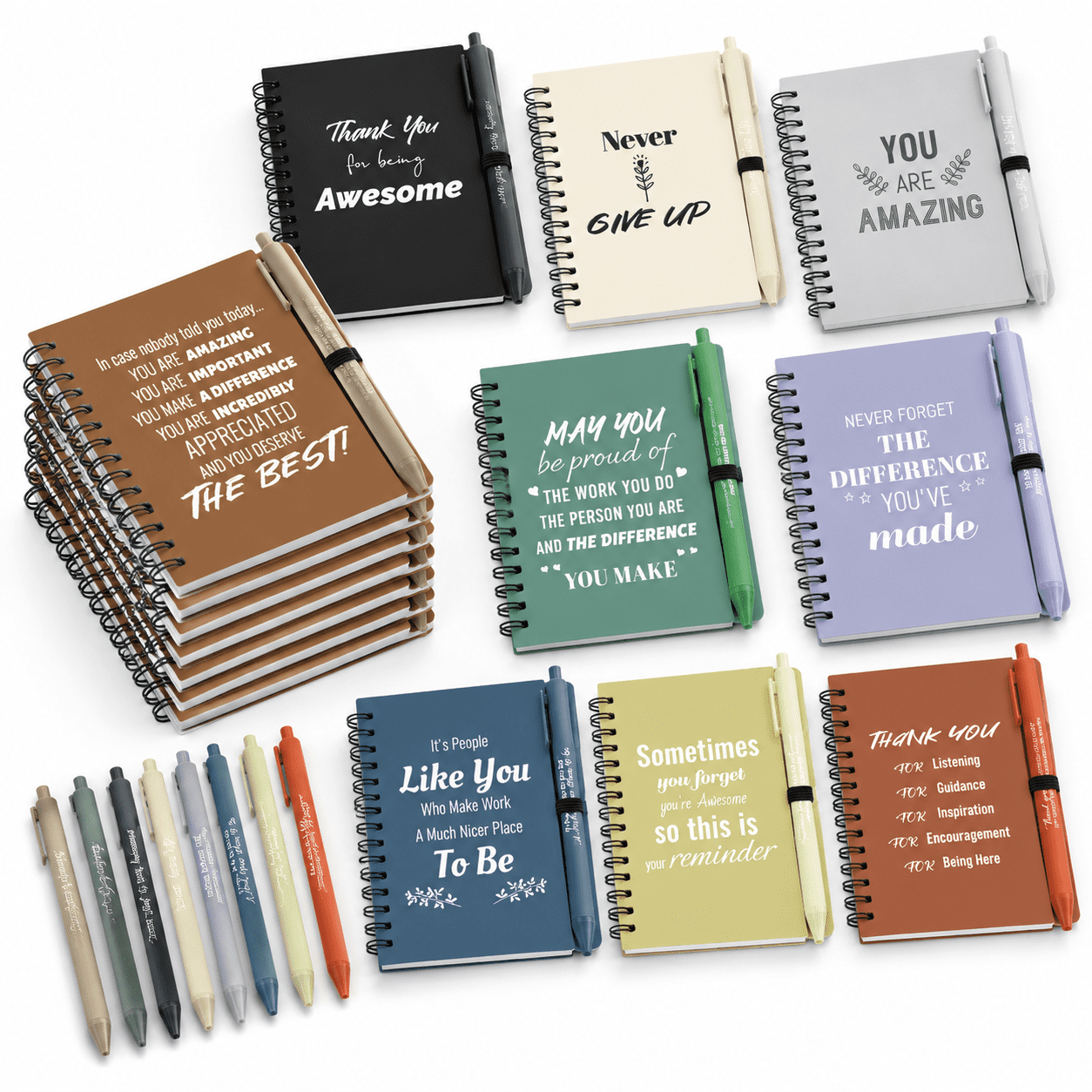 A-Boho 50 Set Motivational Notebook and Pen Stationery Gift Set for ...