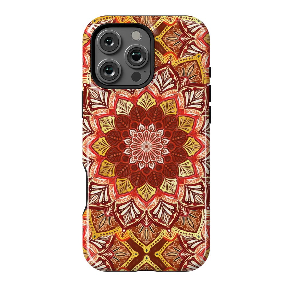 A Boho Mandala In Rust Red And Faux Gold Themed Tough Case for iPhone ...