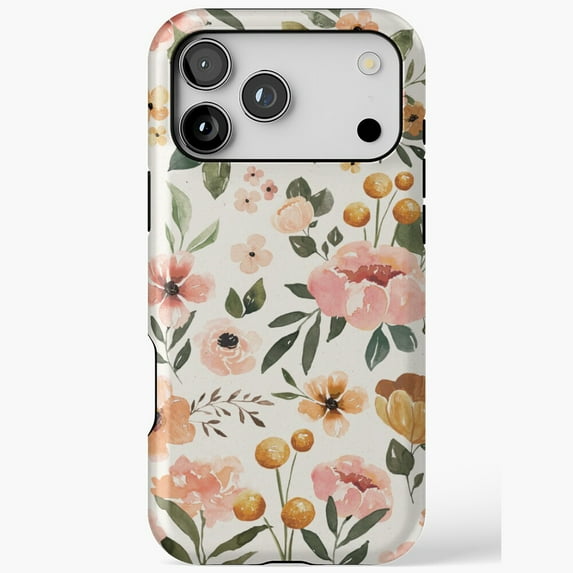 A Boho Watercolor Floral Themed Pattern Design iPhone 11 through 17 Pro ...