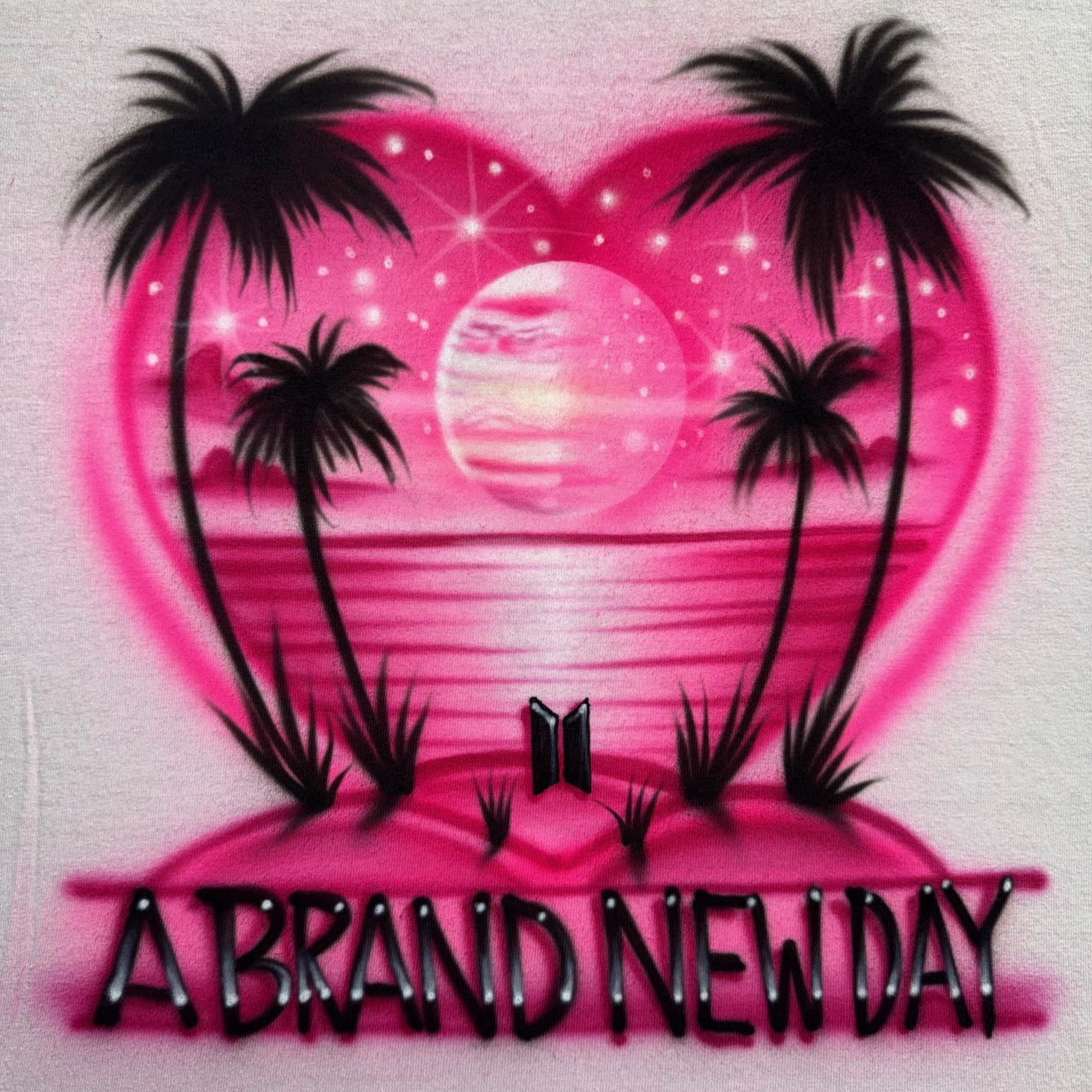A Brand New Day Airbrush Shirt Celestial Beach Planet Design - Walmart.com