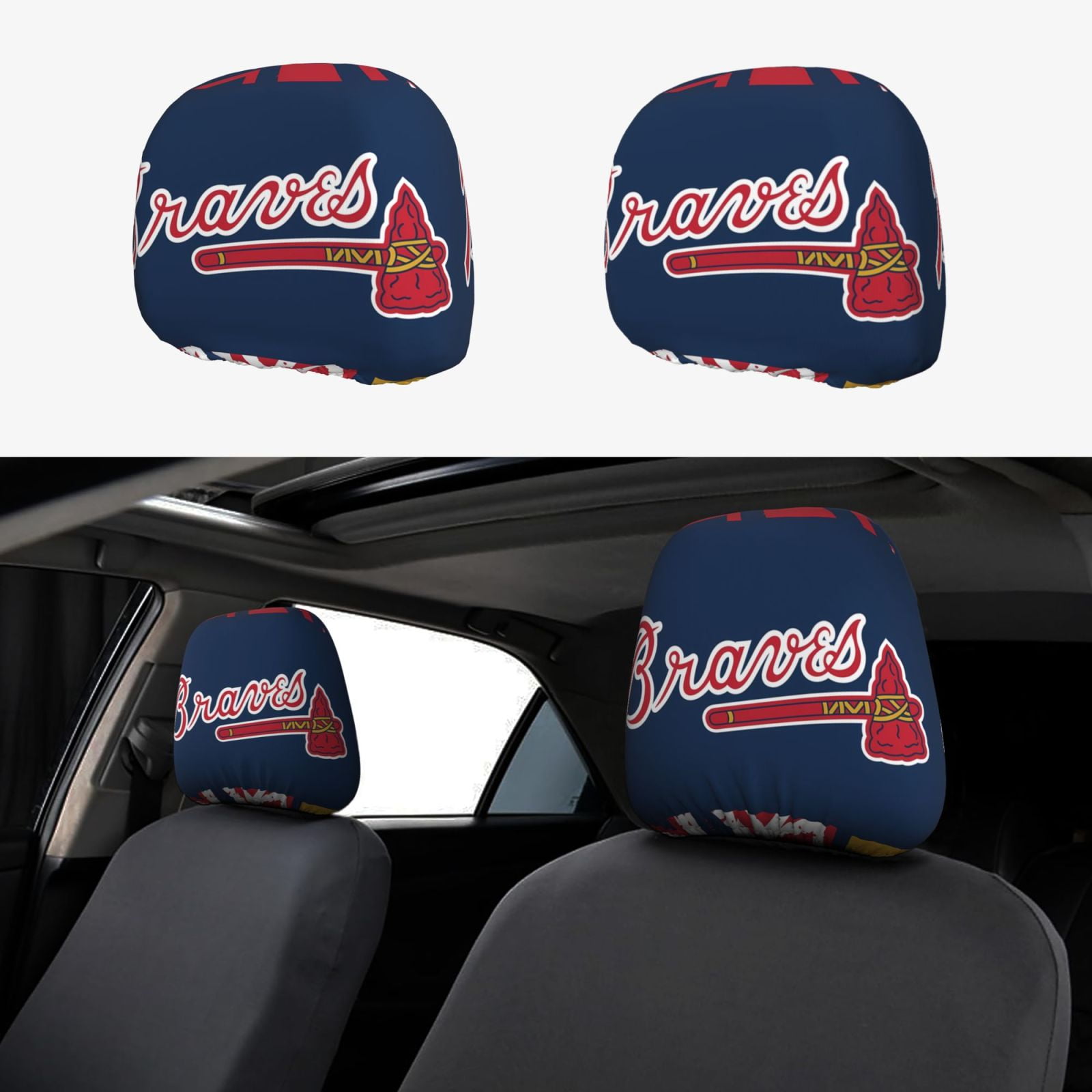 A_Braves 2025 2-Pack Team Car Headrest Covers – Personalized Baseball ...