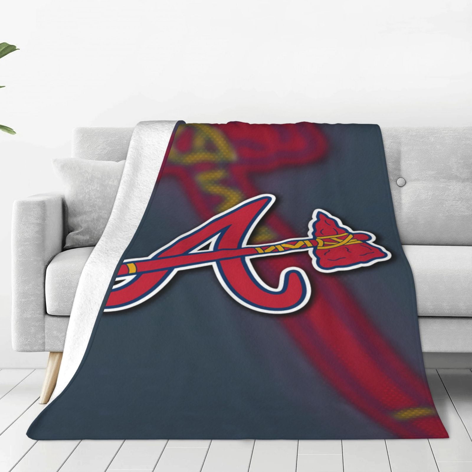 A_Braves Custom Cozy Flannel Blanket, Baseball Team Themed Multi ...