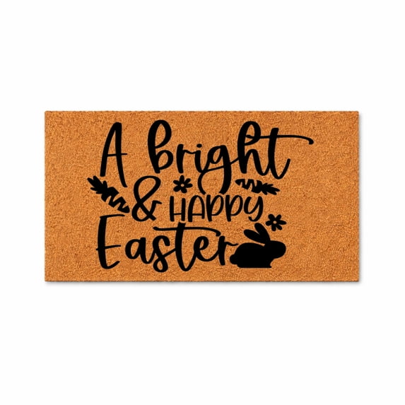 A Bright & Happy Easter Doormat, Bunny Door Mat, Spring Welcome Mat ...