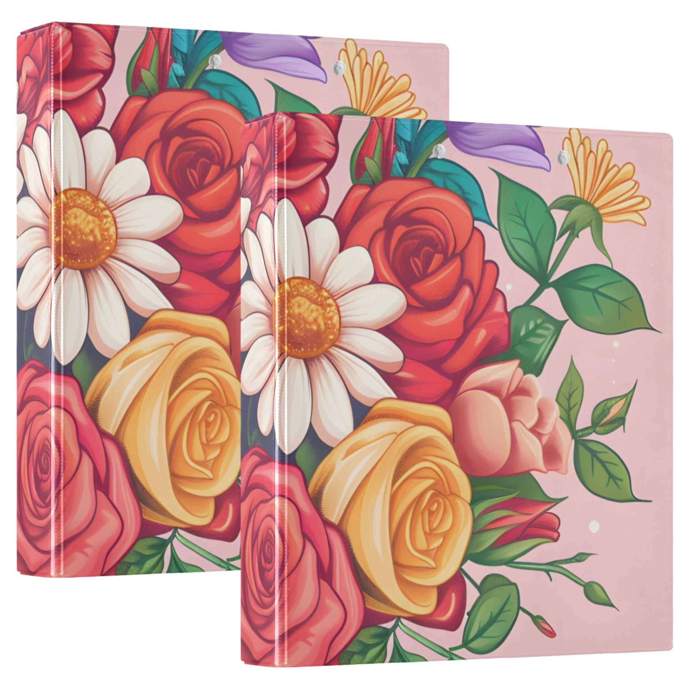 A Bunch Of Flowers 3 Ring Binders 1.5 inch Hardcover File Folders with ...