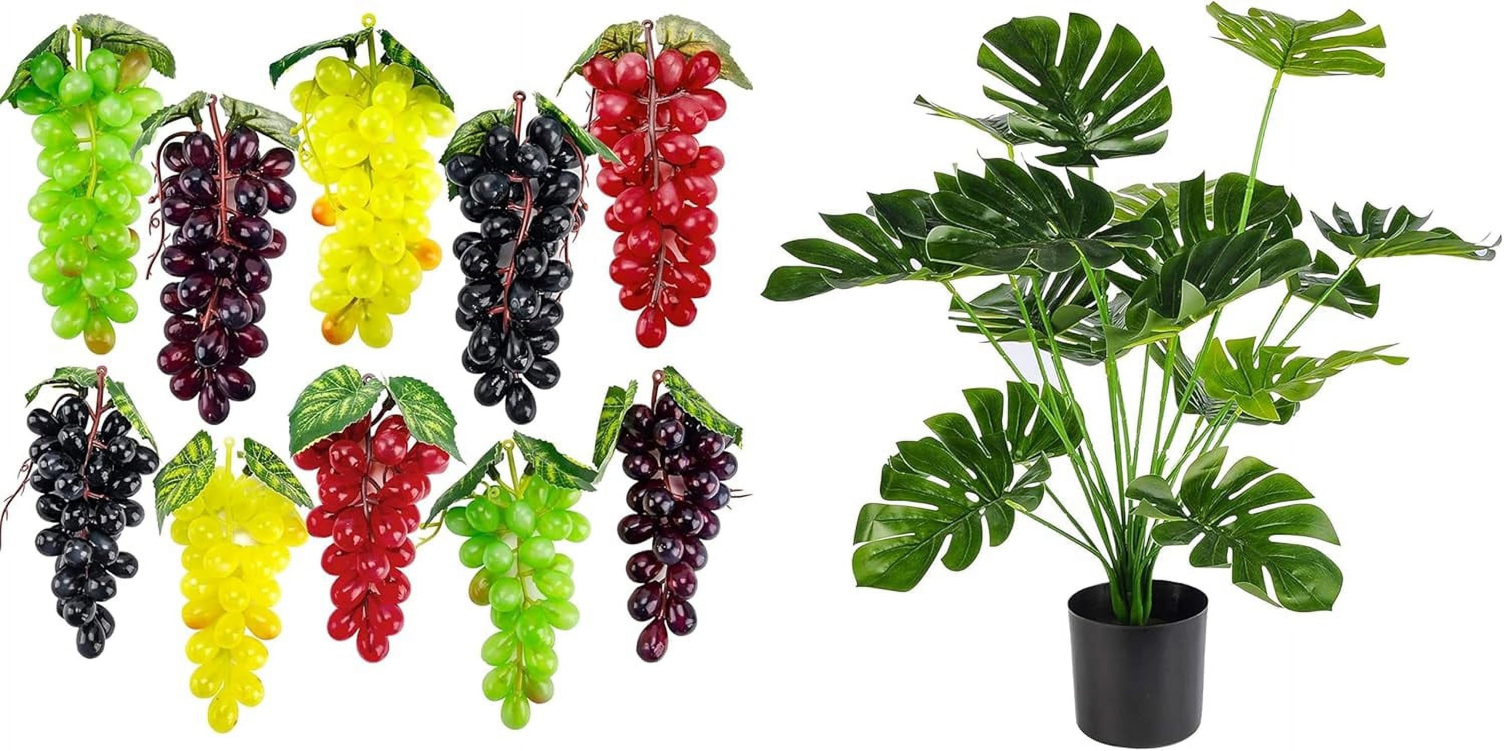 A Bundle of 10 Bunches Artificial Grapes and 28" Fake Plants Large ...