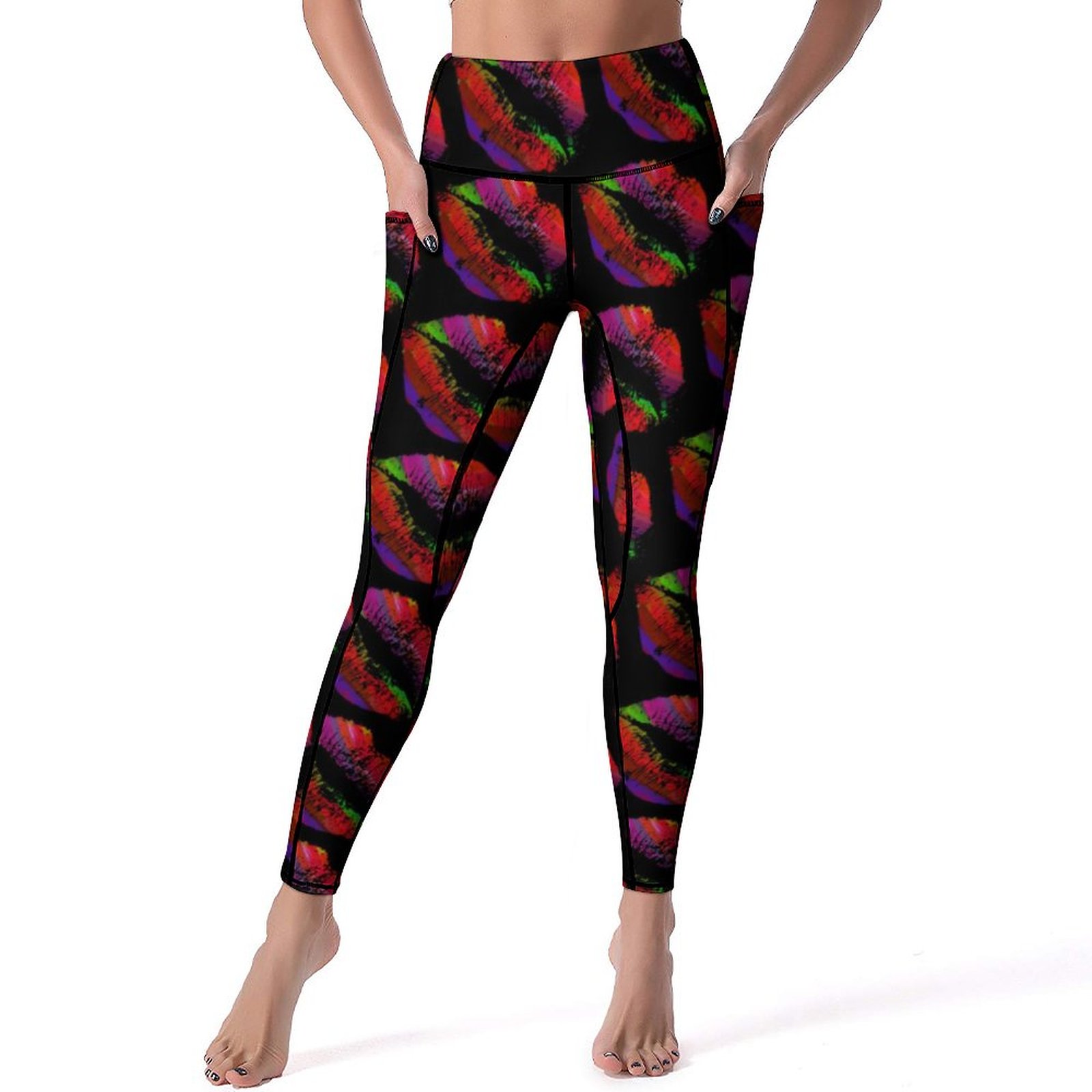 A Burst Of Lips Leggings Sexy Lipstick es Push Up Yoga Pants Vintage ...