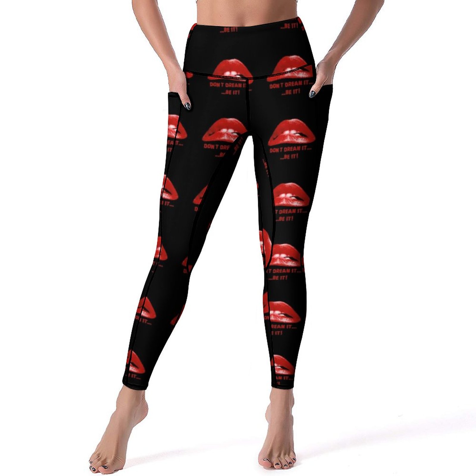 A Burst Of Lips Leggings Sexy Lipstick es Push Up Yoga Pants Vintage ...