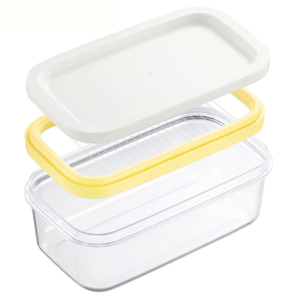 A Butter Slicer Cutter, Stick Butter Container Dish with Lid for Fridge ...