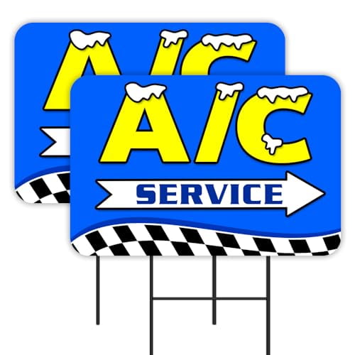 A/C Service - Air Conditioning 2 Pack Yard Signs 16" x 24" - Double ...