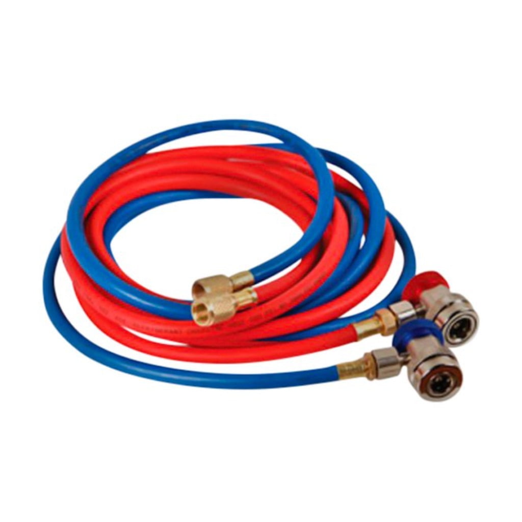A/C System Charging Hose | 10 Foot Set | Red/Blue | Manual Couplers ...