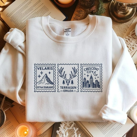 A.CO.TAR Fantasy Book Postcard Sweatshirt, Romantic Magical Library ...