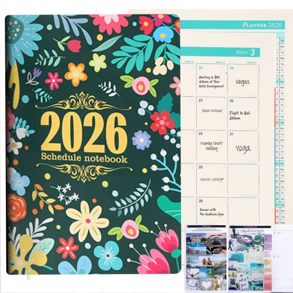A Calendar Book pc 2026 Flower Daily Plan Notebook- Adult English ...