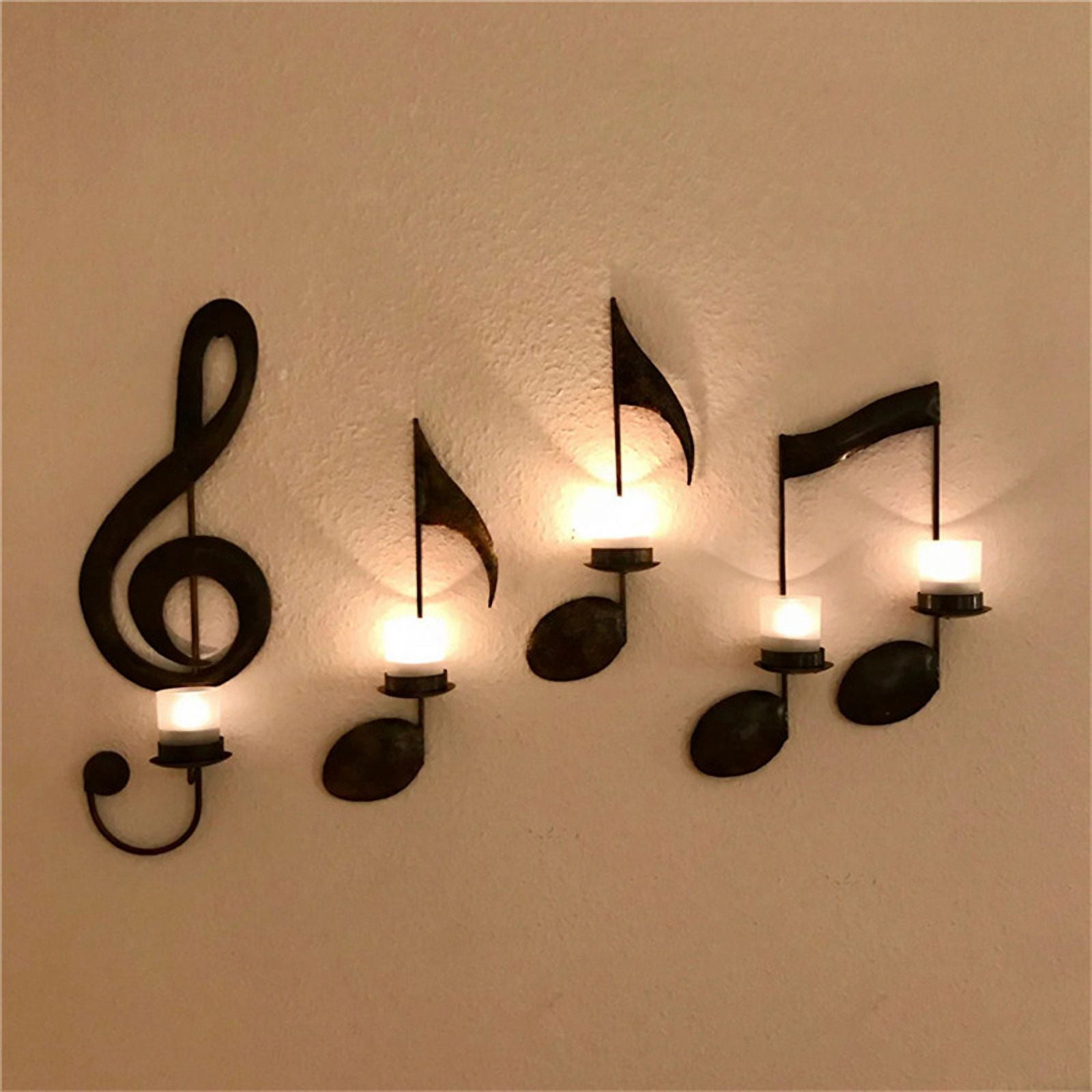 A-Candle Holder Wall-Mounted, Handmade Metal Musical Note Key Shape,Tea ...