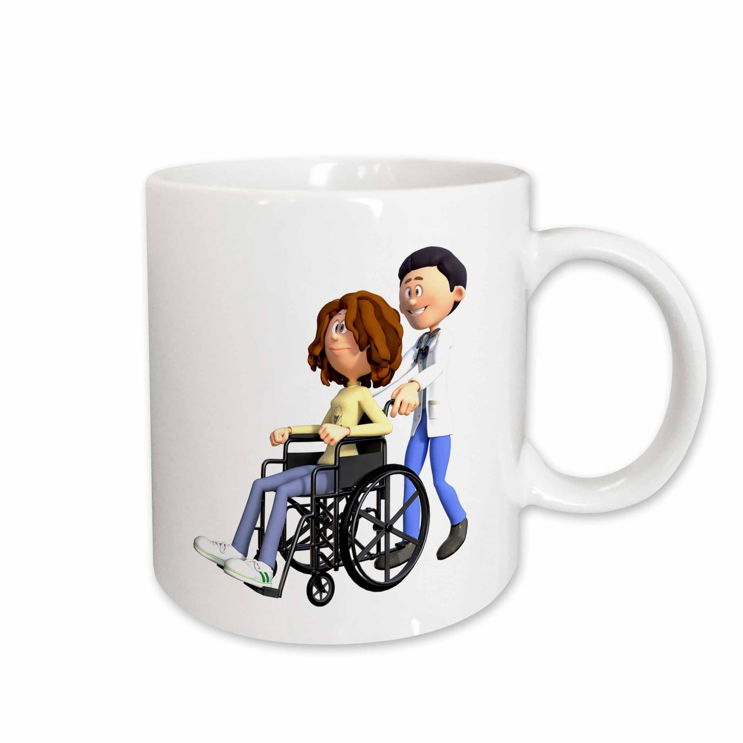 3drose, a Cartoon Doctor Pushing His Female Patient in a Wheelchair ...