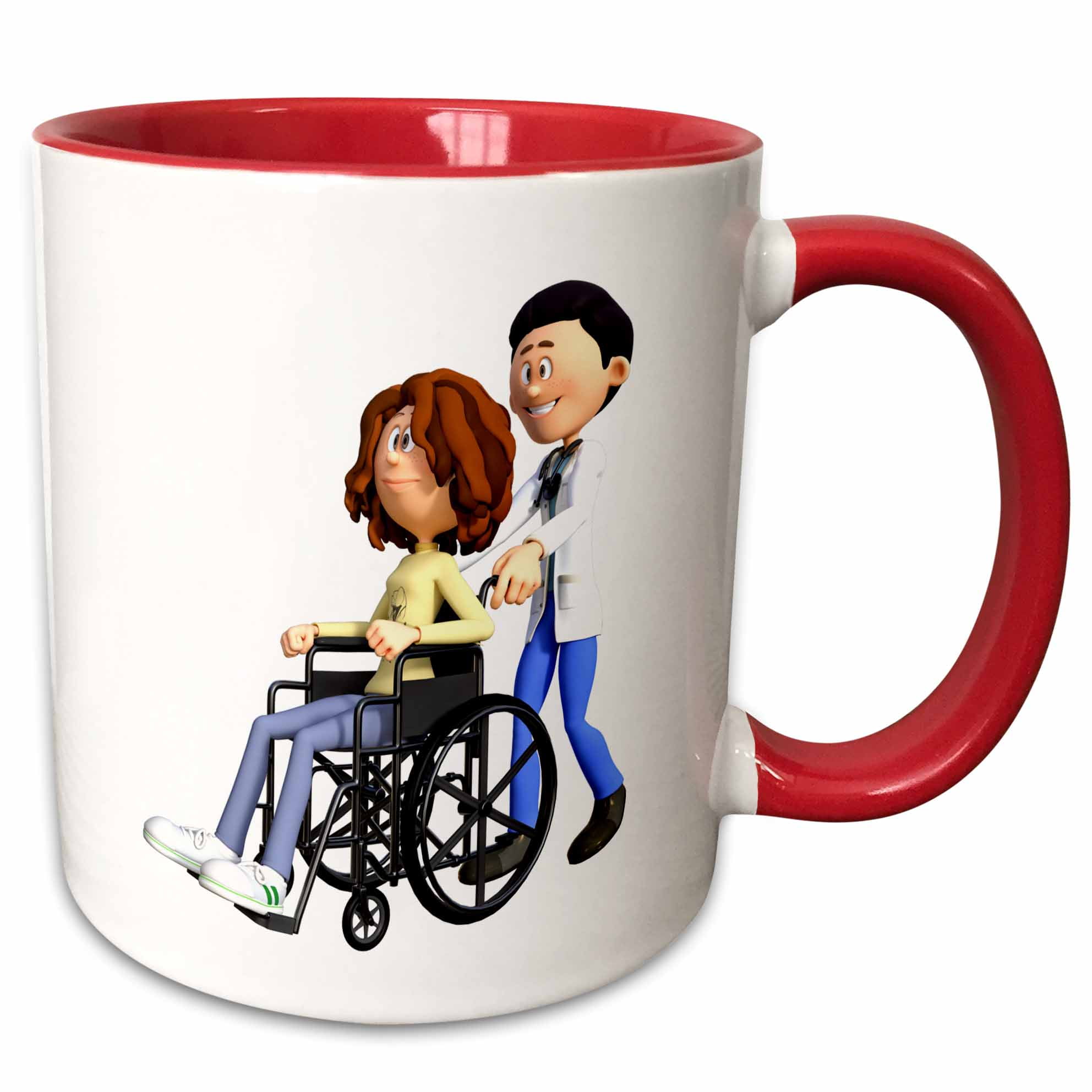 3drose, a Cartoon Doctor Pushing His Female Patient in a Wheelchair ...