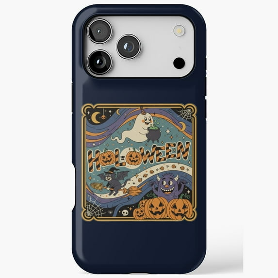 A Cartoon Halloween with a Cute Ghost and a Pumpkin Case for iPhone 11 ...