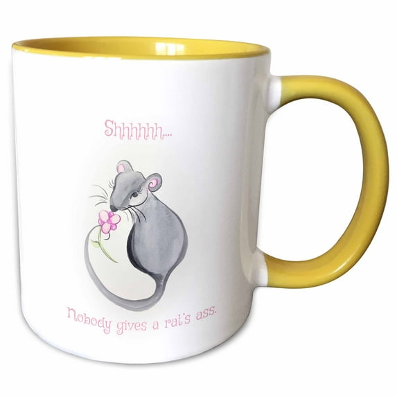 3drose, a Cartoon Watercolor Illustration of a Rat with a Flower., 15oz ...