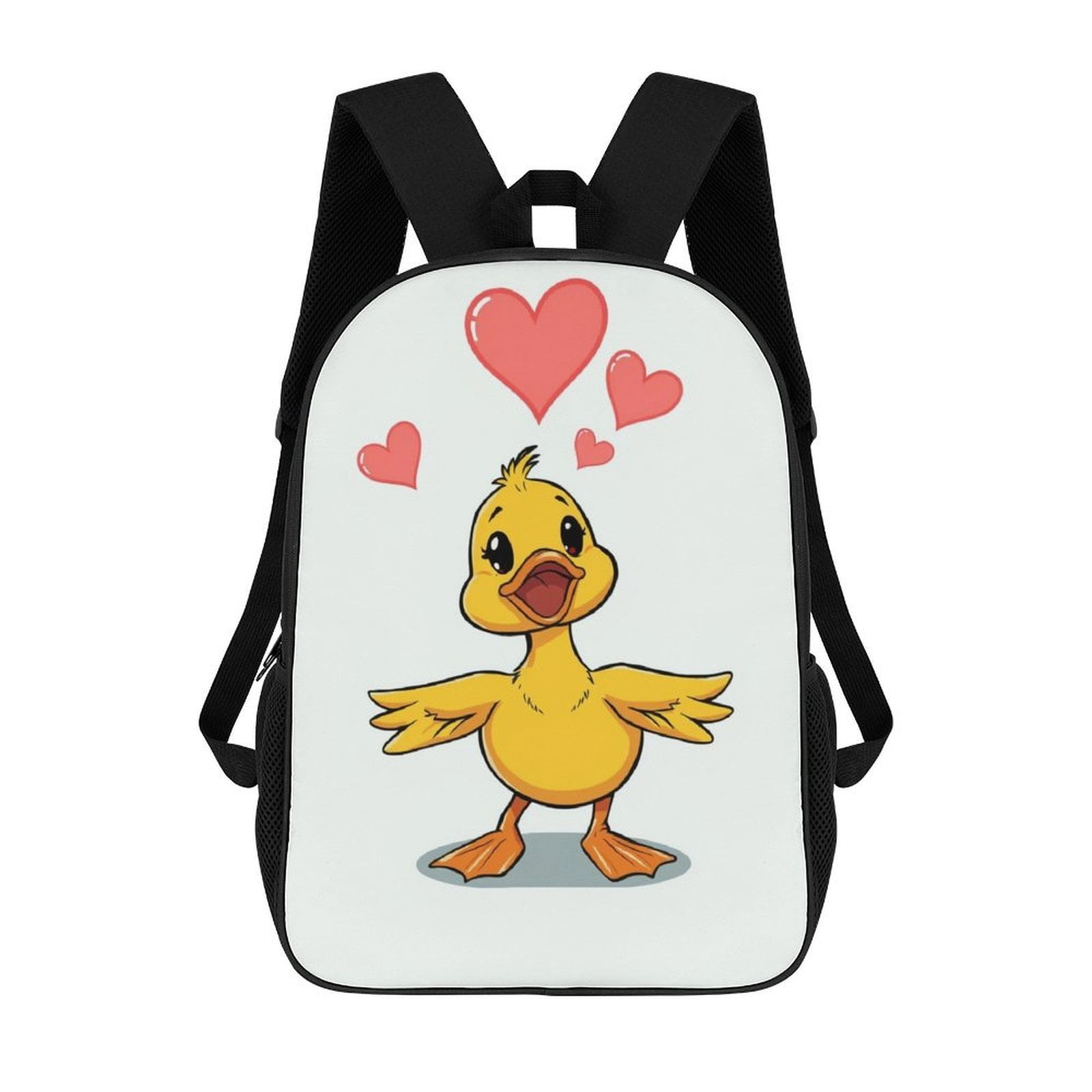 A Cartoon Yellow Duck with A Heart on Its HeadZipper Backpack Book Bag ...