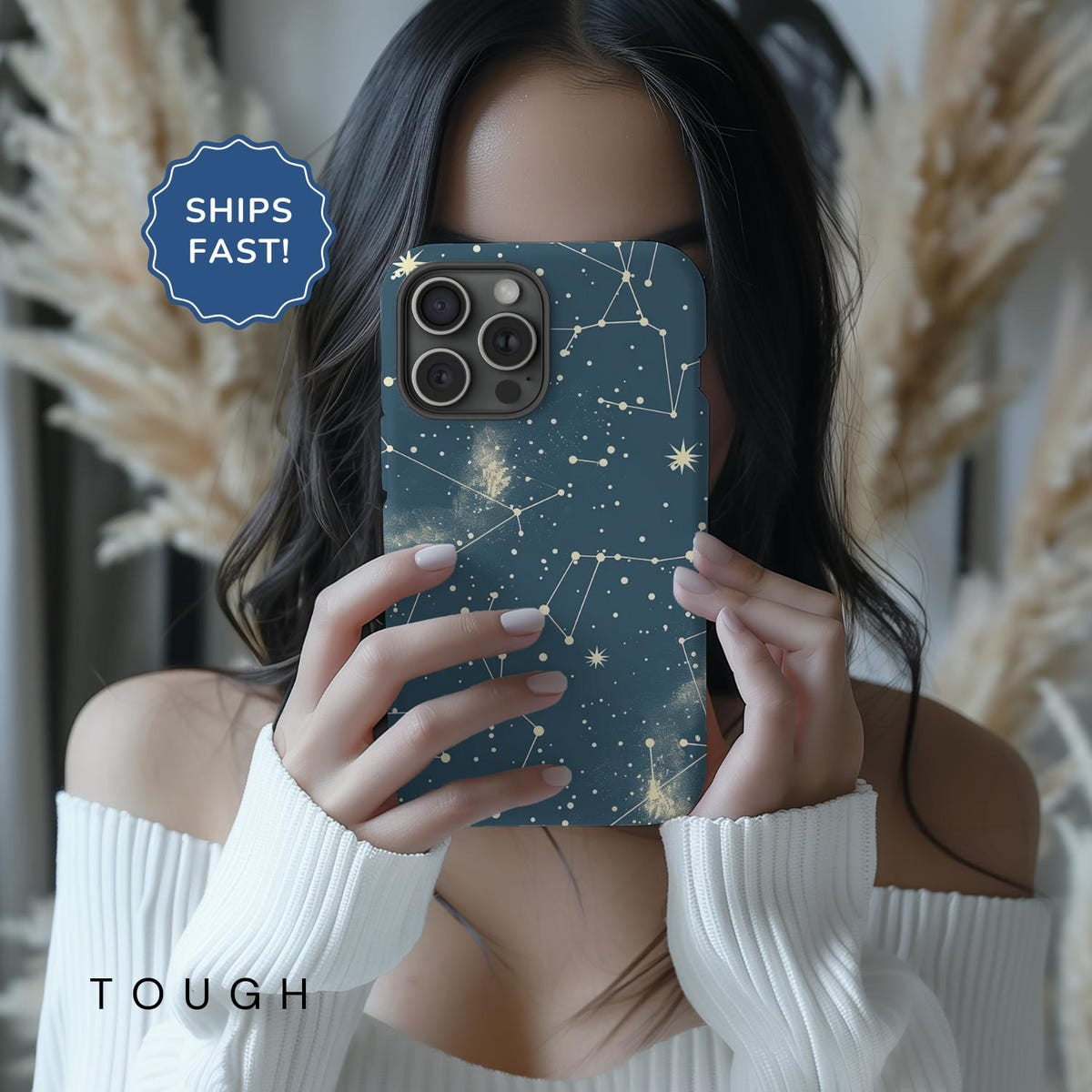 A Celestial Phone Case with a Star Map and Constellation Design, a ...