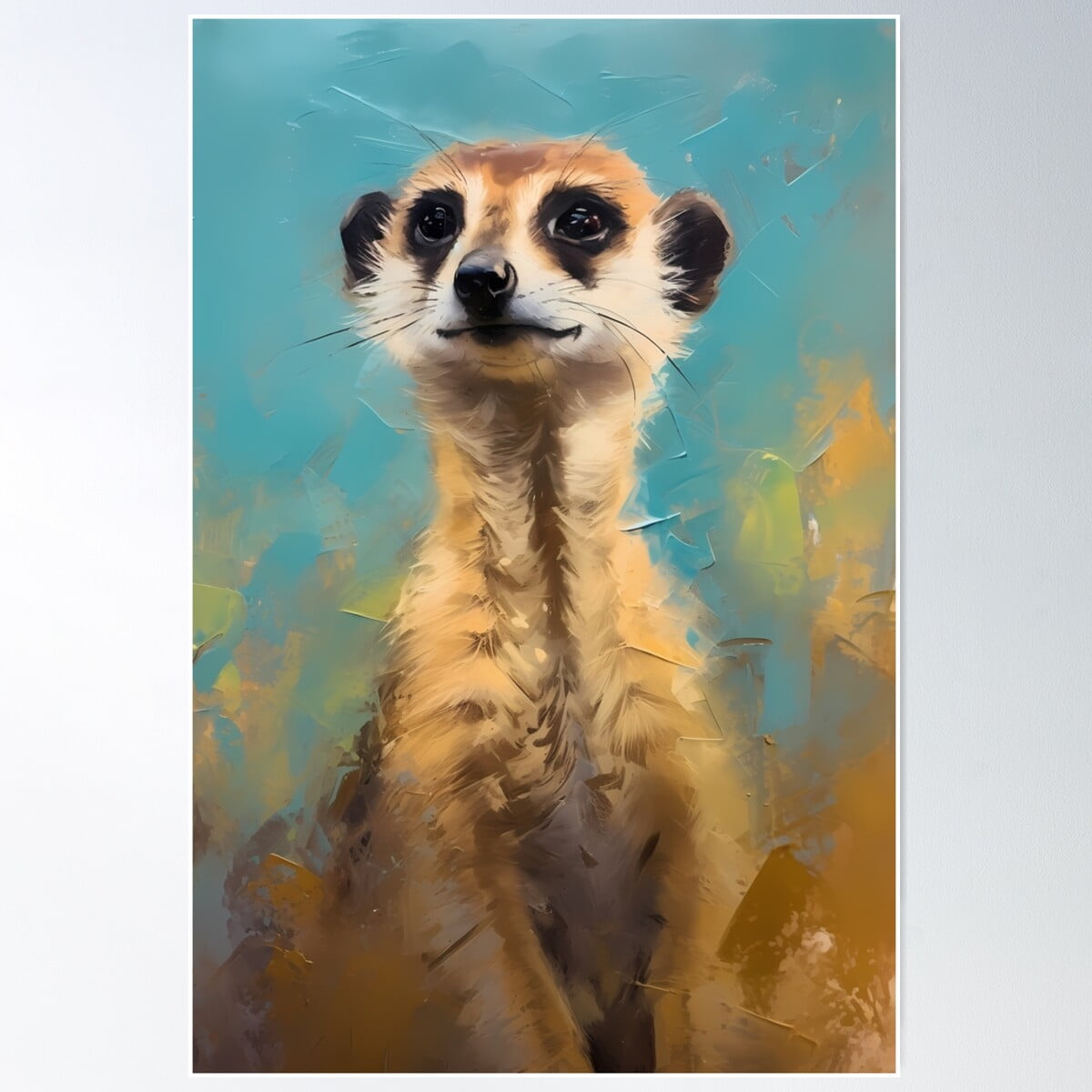 A Cheeky Inquisitive Meerkat Standing Guard Portrait Poster Wall Art ...