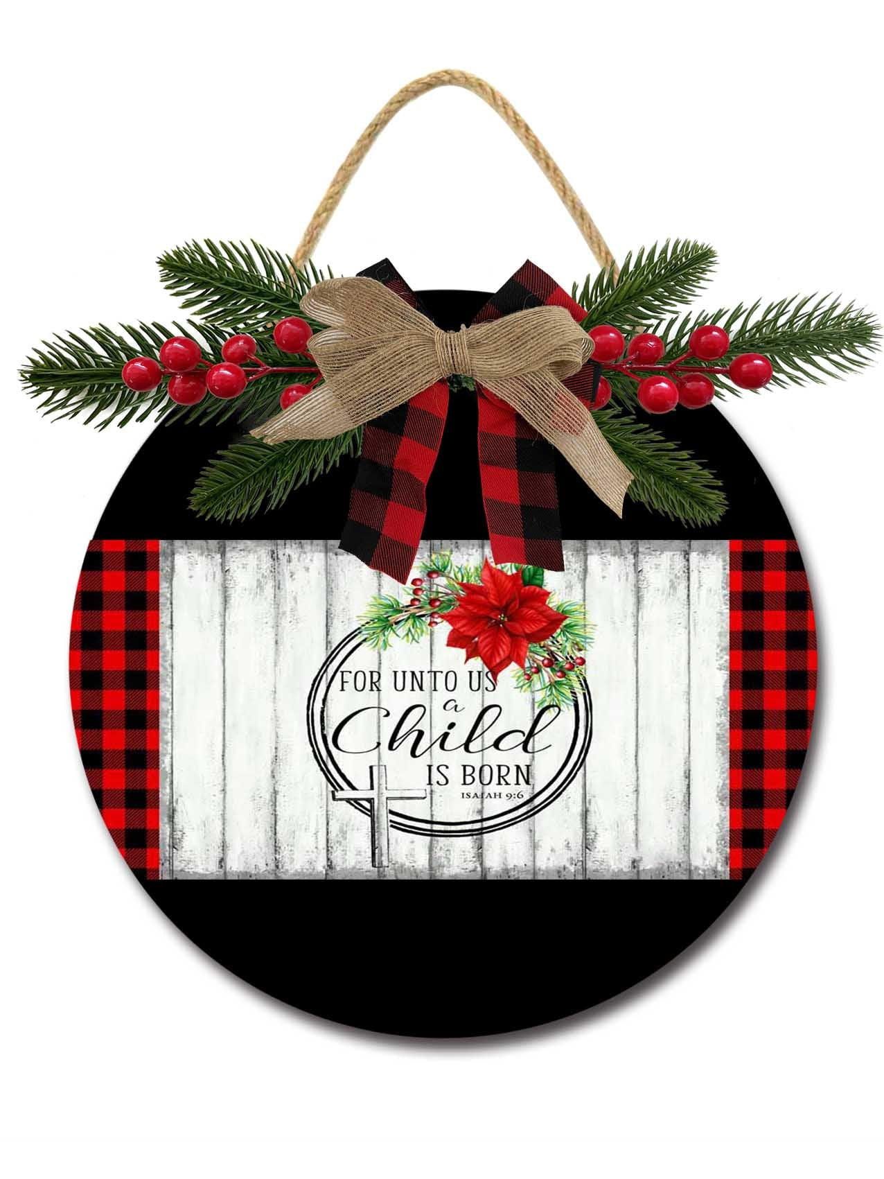 A Child Is Born Sign Front for Door Decoration, 11 in Round Wood ...