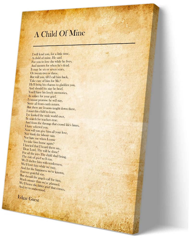 A Child of Mine Poem Wall Decor Edgar Guest Quotes Wall Art Poetry ...