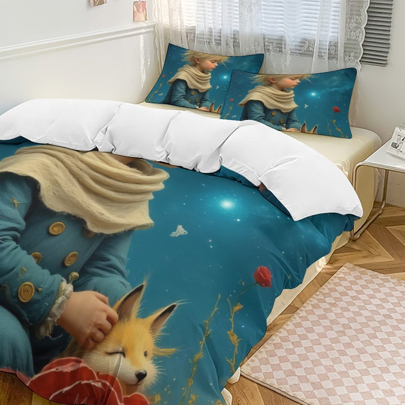 A Child with A Fox Under Stars 3D Duvet Cover Set Quilt Cover Theme of ...