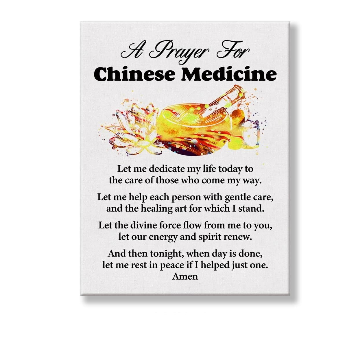 A Chinese Medicine's Prayer Quote Poster Canvas Wall Art for Office ...