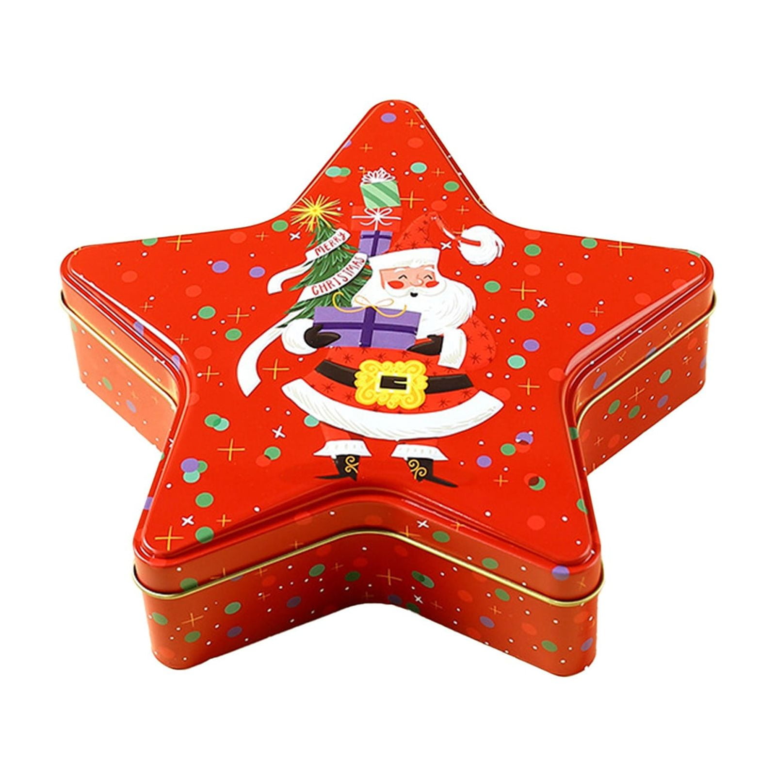 A Christmas Chocolate Candy Storage Tin Box Star Shaped Metal Container ...