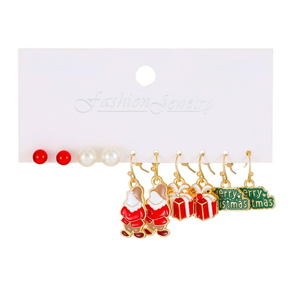 A Christmas Earrings Set Design 08 Cartoon Santa Reindeer Tree Alloy ...