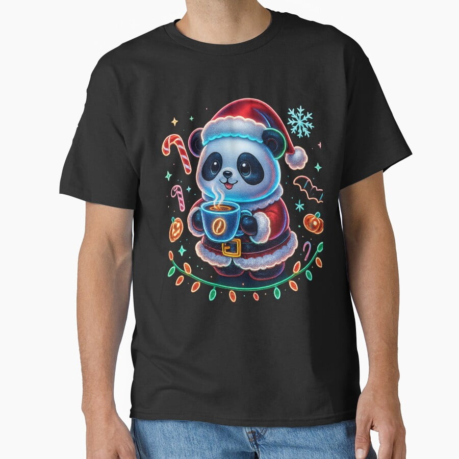 A Christmas Panda St. Nick Coffee A 3D Neon Holiday Glow Design A Funny ...