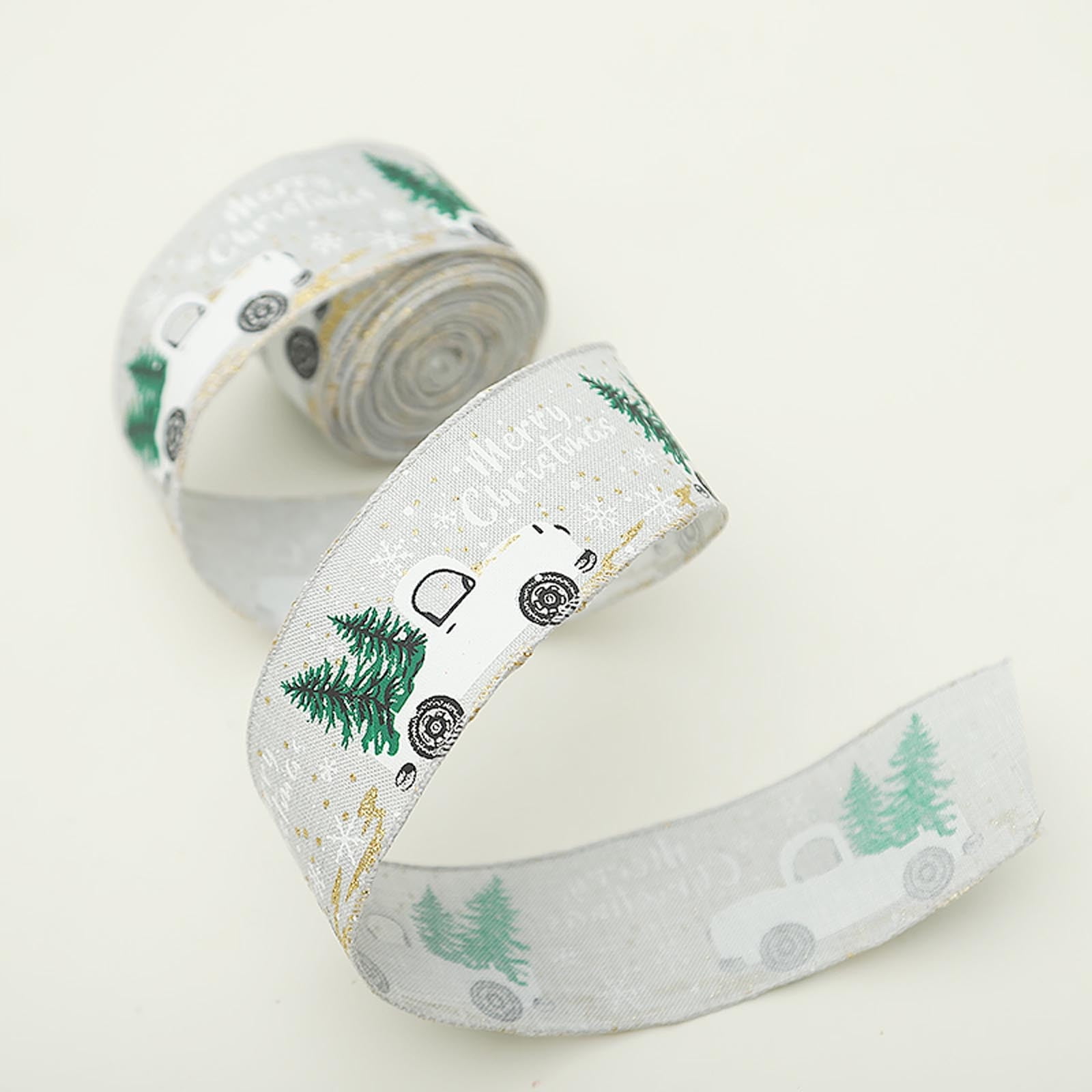 A Christmas Print Ribbon 5Cm Wide Gift Wrapping Tree Decoration Car ...