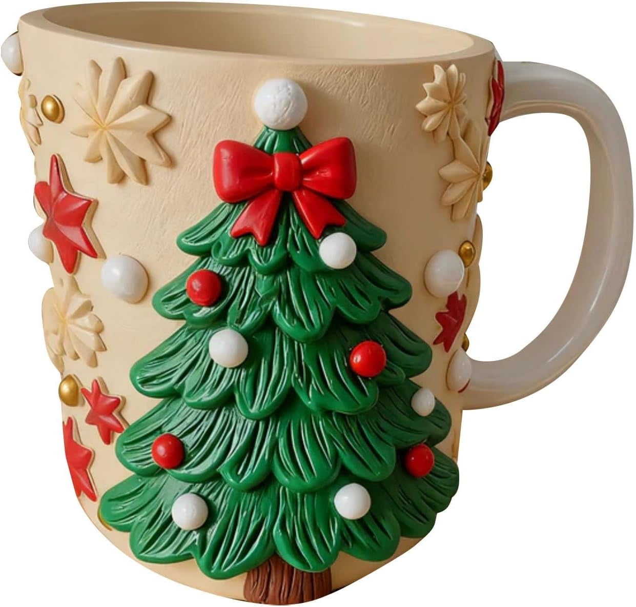 A Christmas Resin Mug With Stainless Steel Liner Festive Tree Reindeer ...
