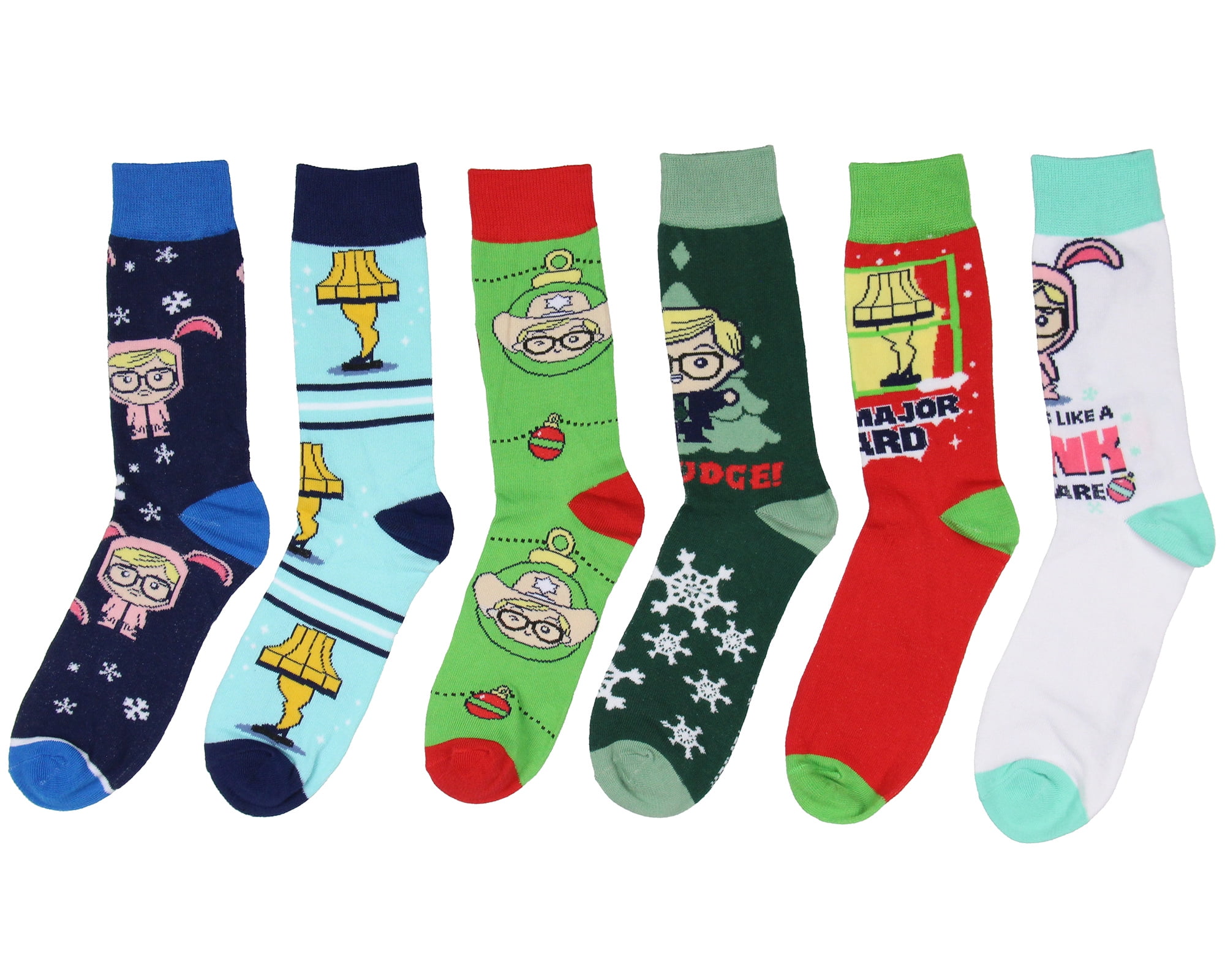 A Christmas Story Adult Holiday Inspired 6-Pack Crew Socks For Men And ...