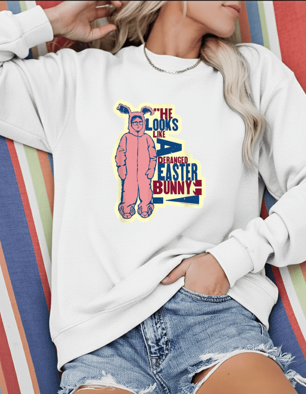 A Christmas Story Deranged Easter Bunny Holiday Sweatshirt, for Men ...