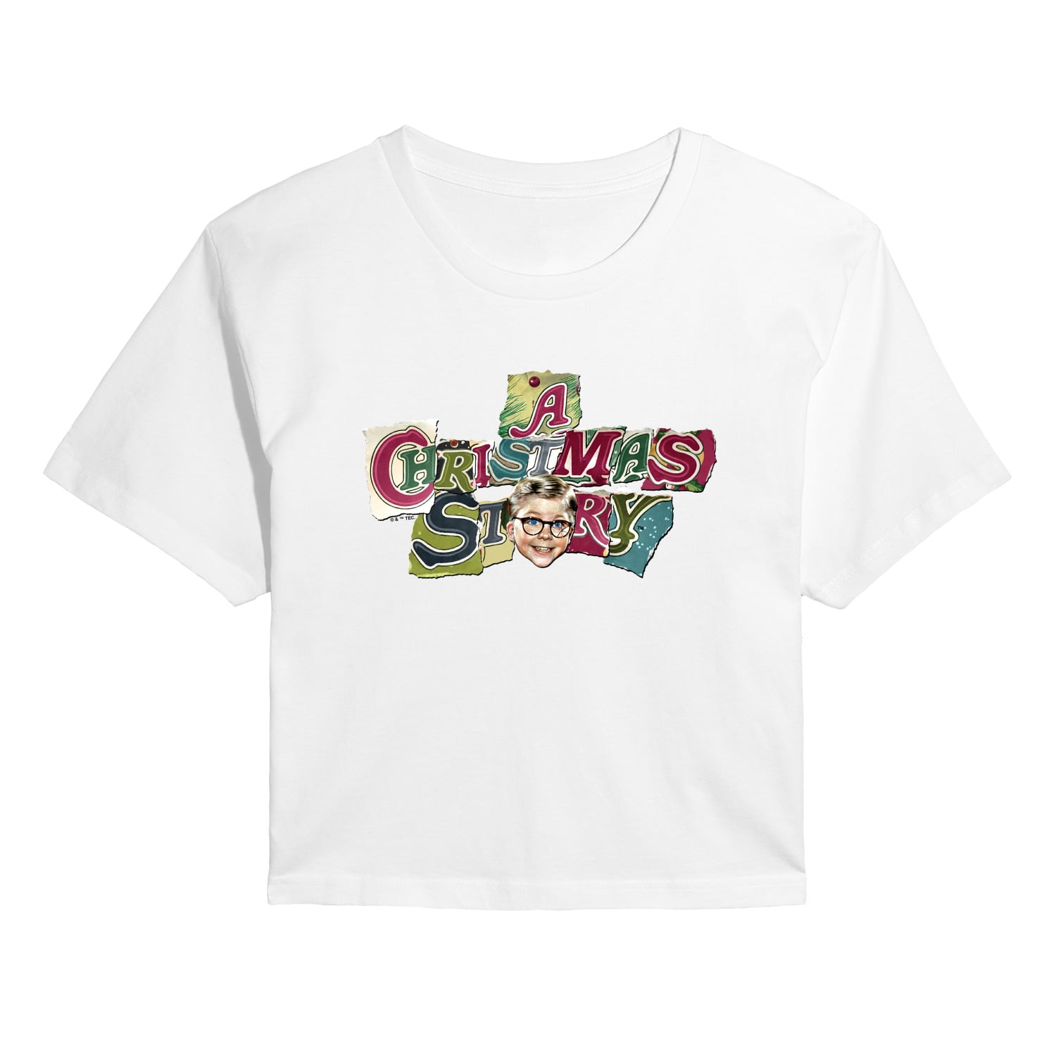 A Christmas Story - Letter Clippings Collage - Juniors Cropped Graphic ...