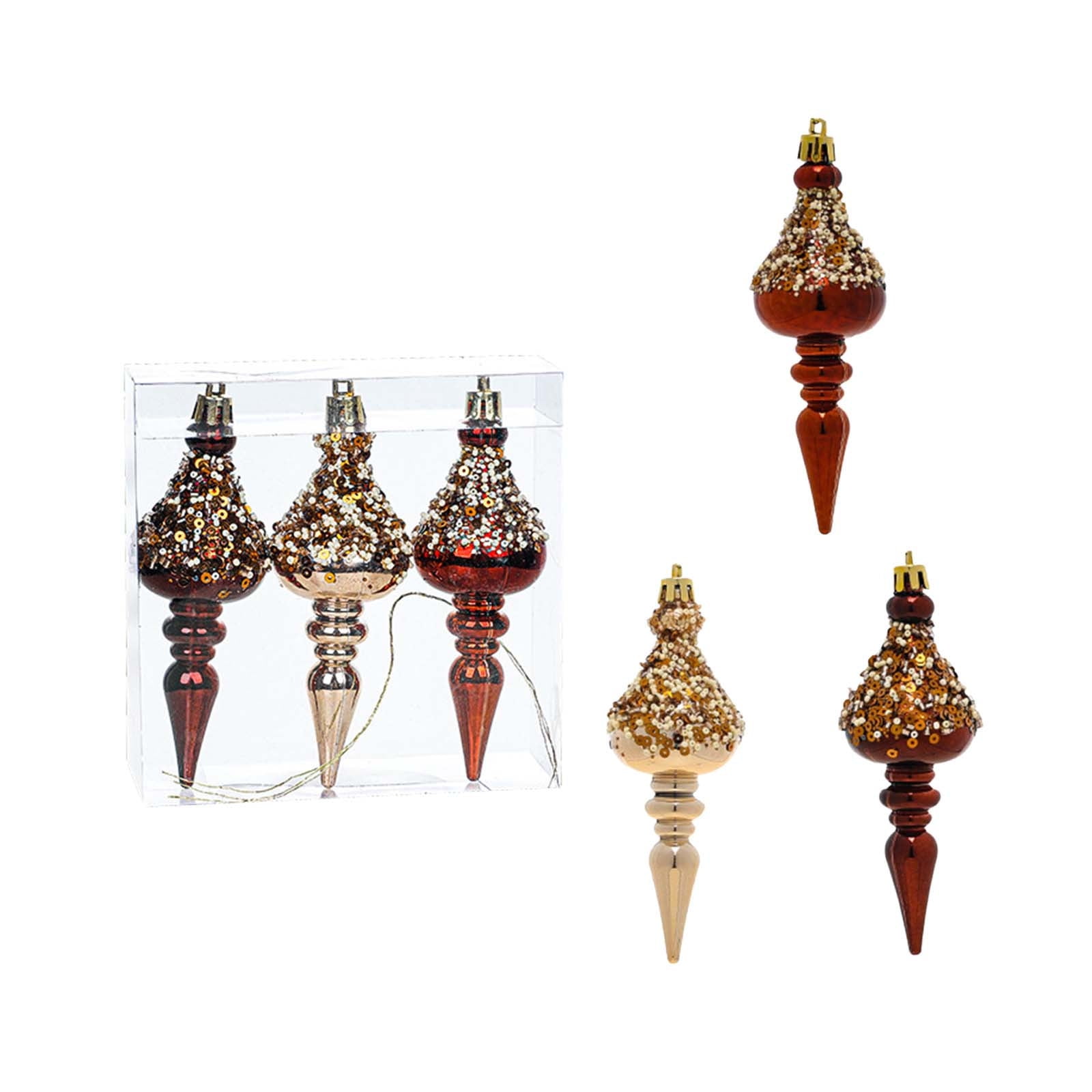 A Christmas Tree Ornaments Beaded Screw-On Design Glossy Boxed For ...