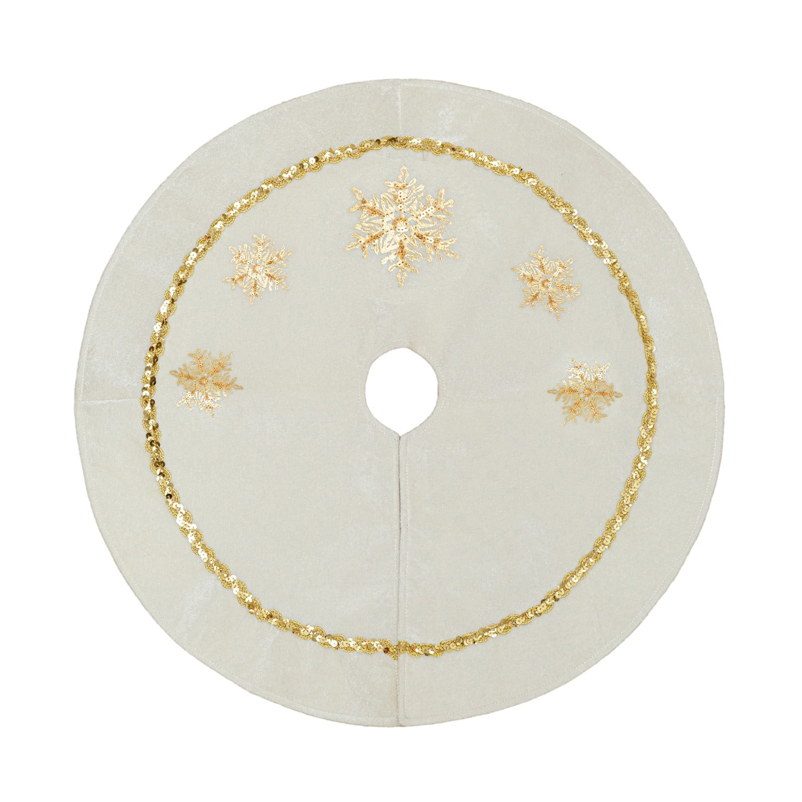 A Christmas Tree Skirt Velvet With Gold Snowflake Sequin Design For ...