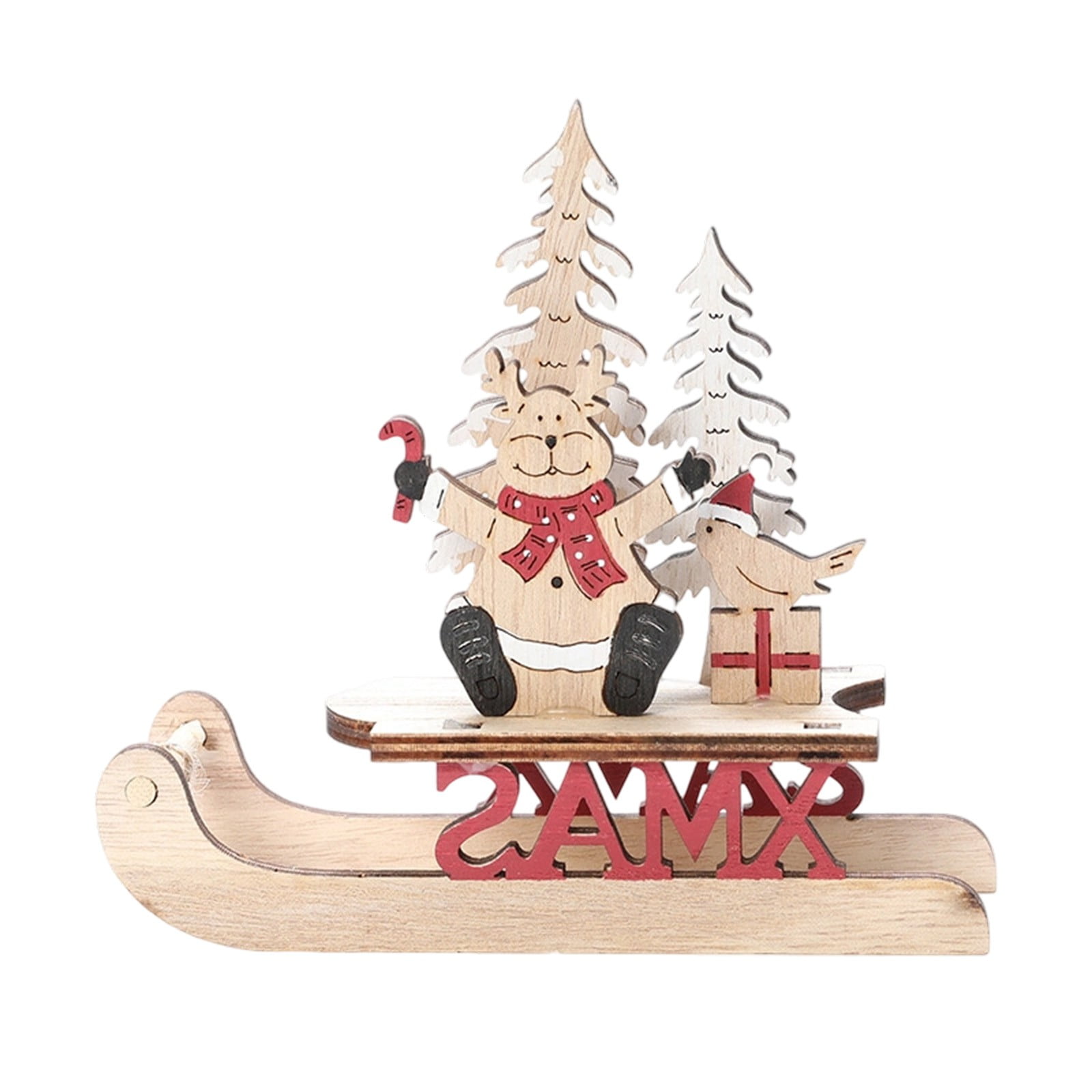 A Christmas Wooden Sled Reindeer Santa Claus Dimensional Holiday Table ...